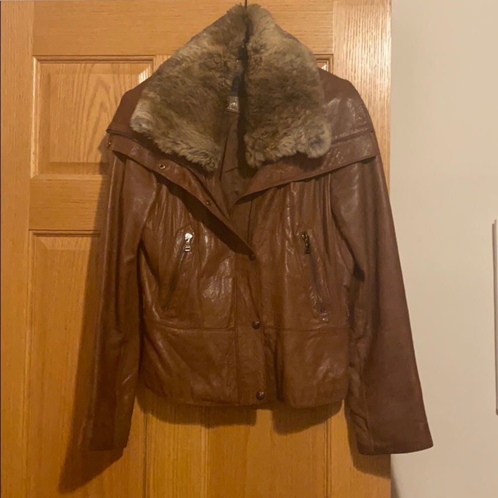Used Leather Jacket With Real Fur - Gem